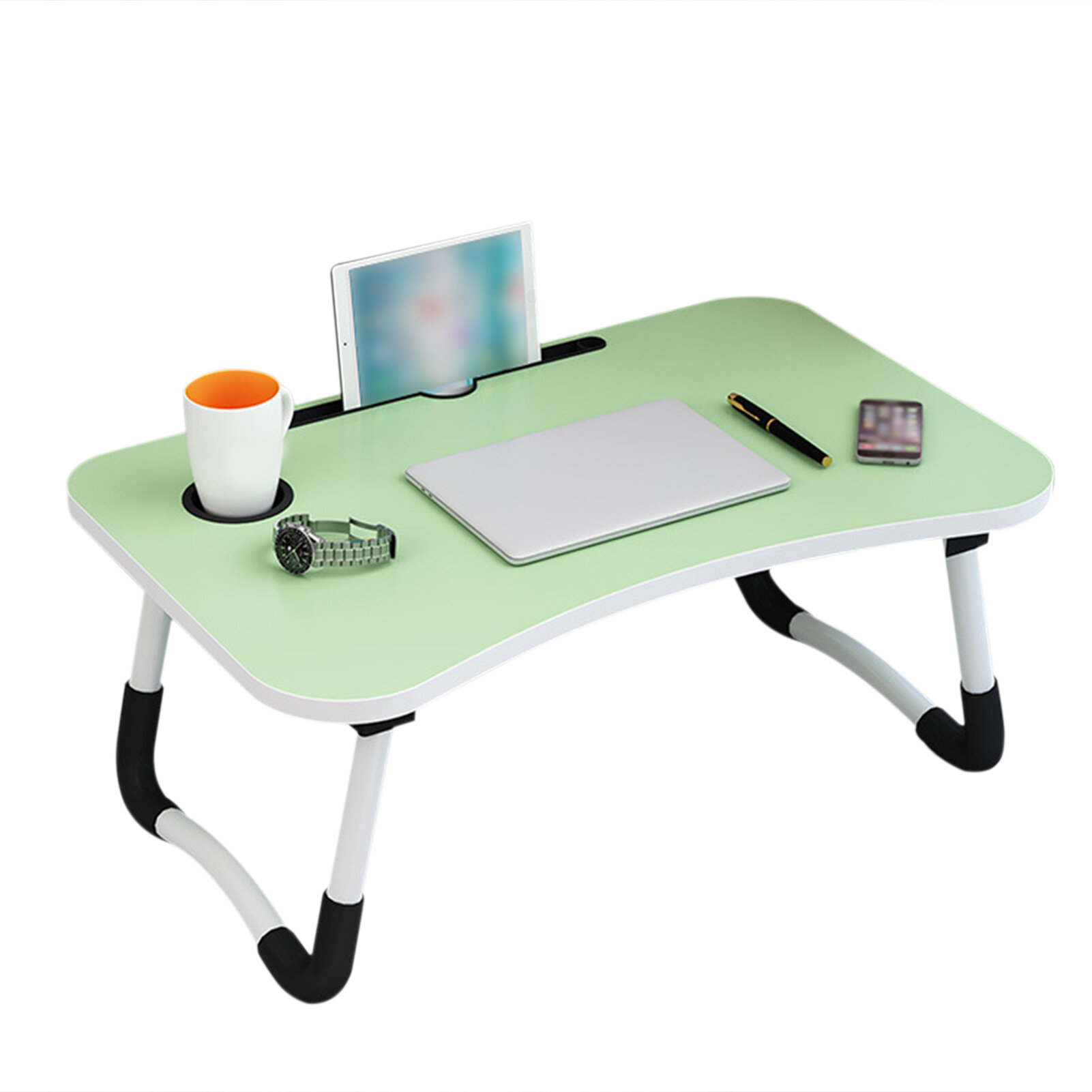 Foldable Notebook Desk Multi-Functional No Assembly Portable Writing Table Children Study Computer-Desks with Cup Holder & Slot черный синий зеленый розовый белый клен бурливуд размер упаковки 650*450*55мм вес упаковки 2500г 1шт