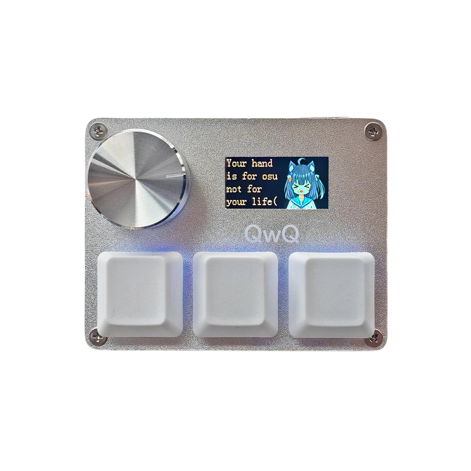 Игровая клавиатура O3C SayoDevice OSU O3C, переключатели Холла с быстрым триггером, магнитные розовые переключатели, ручка клавиатуры, экран, копия, паста, выстрел Gateron KS-20, Silver