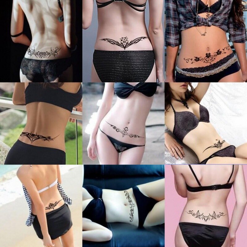 Горячие продажи водонепроницаемых тату-наклеек для женщин, долговечные реалистичные корейские сексуальные татуировки, покрытие шрамов, наклейки с топиком искушения, набор из 18 листов