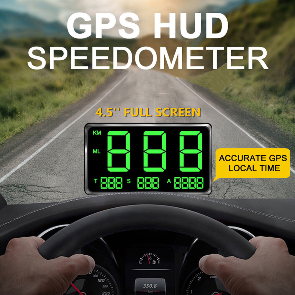 Автомобильный проекционный дисплей с GPS-навигацией, цифровым спидометром и светодиодным дисплеем 4,5 дюйма, с поддержкой миль/ч, км/ч, сигнала о превышении скорости, напоминания об усталости водителя, скорости/пробега/высоты