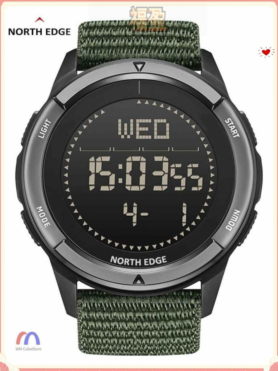 Эксклюзивные зеленые часы NORTH EDGE ALPS спортивные