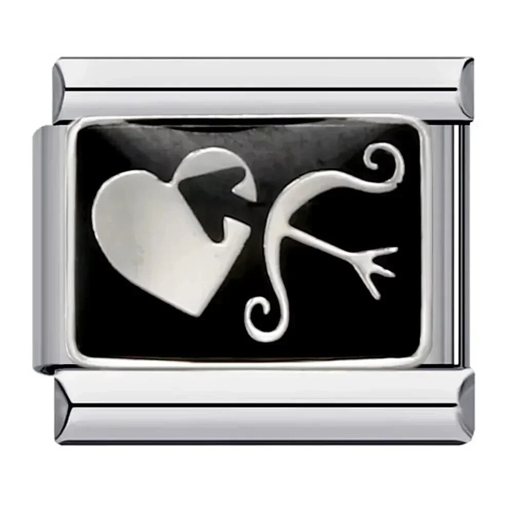 Черный металлический шарм для браслетов 9 мм Серебряный, ICJ162