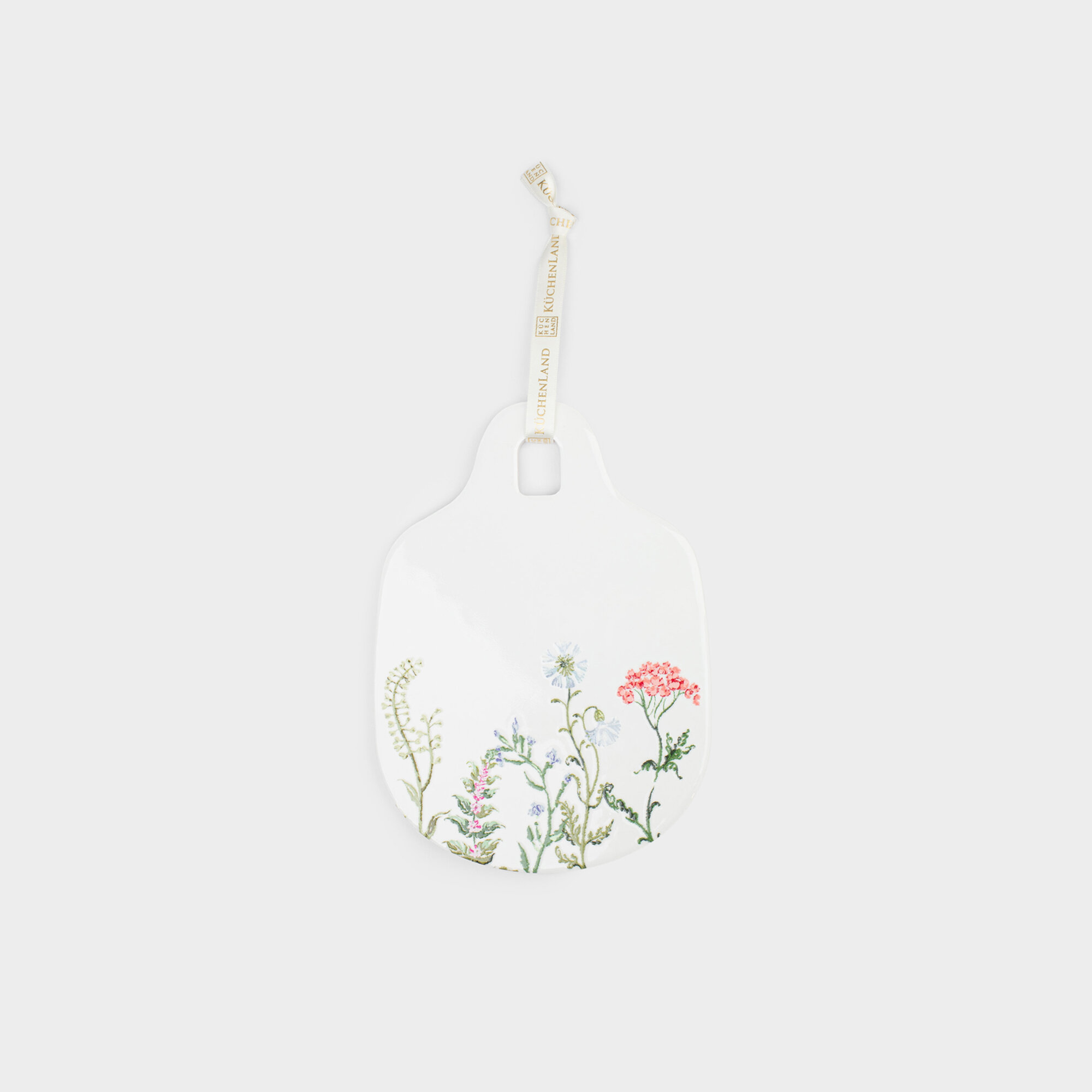 Подставка под горячее, 15x21 см, керамика/пробка, белая, Луговые цветы, Floral meadow, Kuchenland