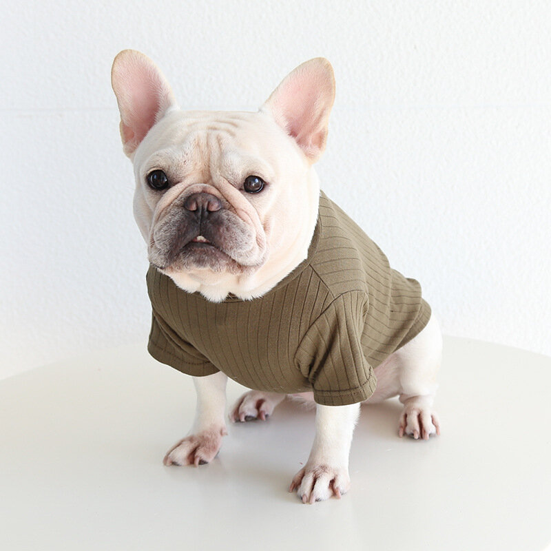 Горячая распродажа SG Petstyle Французский бульдог Хлопковая рубашка с ребристой основой Осень Зима Универсальная одежда для полных собак Английский бульдог Пуг Корги