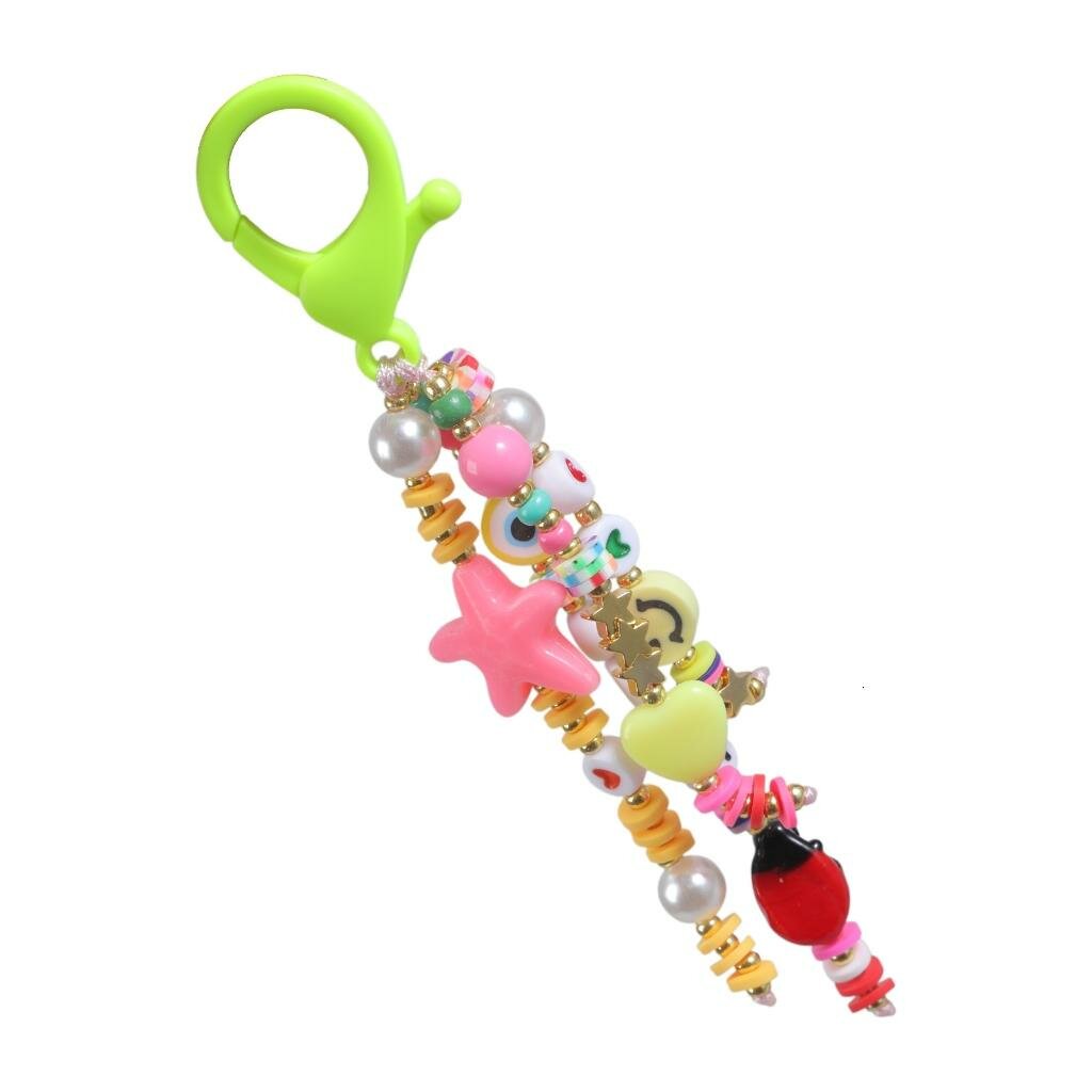 Цветной брелок с бусинами, улыбка и надпись LOVE, E