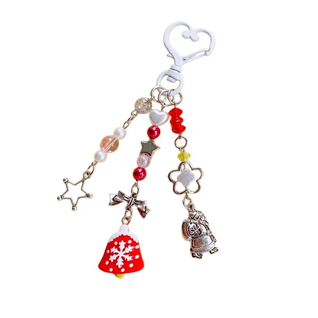 Брелок, Рождественская серия "Снеговик-бантик ручной работы", вышитая бисером цепочка для мобильного телефона-Рождественская елка