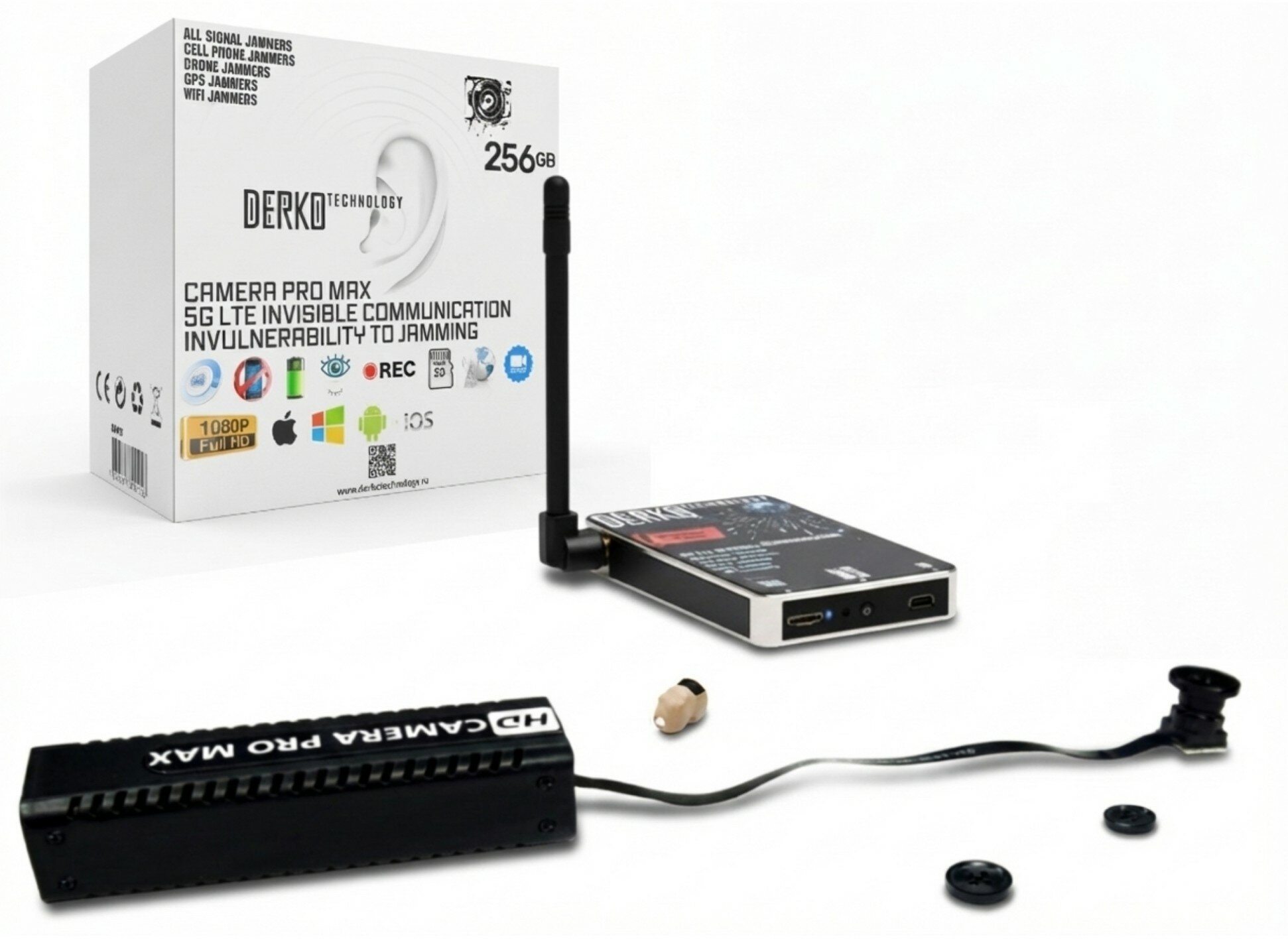 Система обхода глушилок 5G/LTE с микрокамерой 16MP Full HD 10x zoom и микронаушник Mega 8 мм