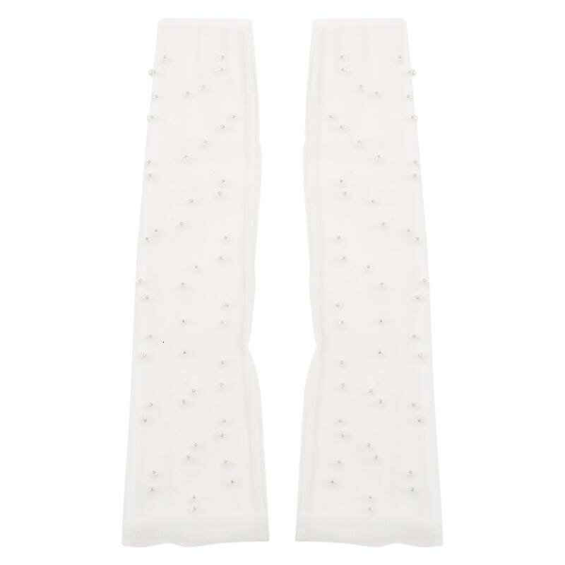 Кружевные перчатки из белой жемчужной сетки-B