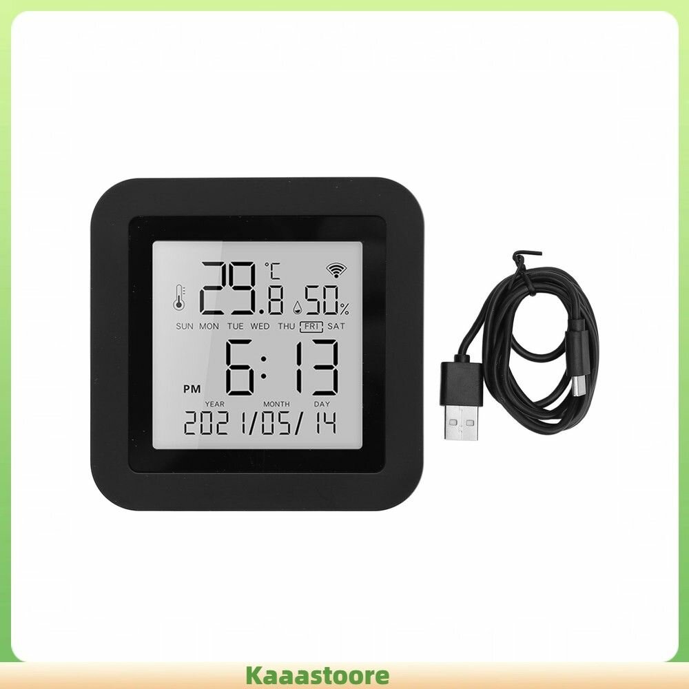 Цифровой гигрометр/термометр, ЖК с подсветкой, USB, чёрный