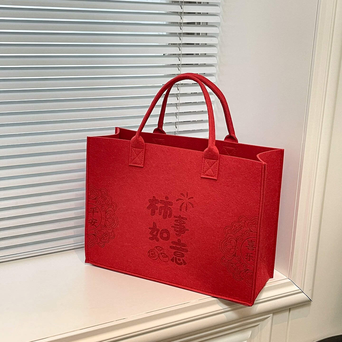 Сумка из фетра, красная сумка, сумка с индивидуальным логотипом, подарок, большая вместимость, сумка-тоут, ручная сумка, подарочная сумка для покупок