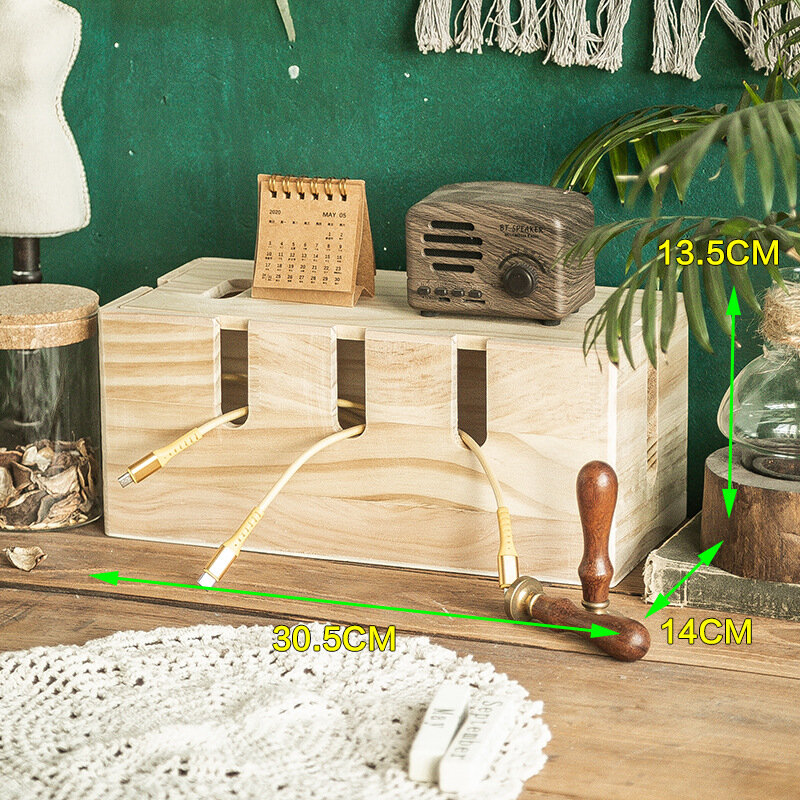 Коробка для управления кабелями из массива дерева, настольный органайзер для кабелей, коробка для хранения удлинителей, держатель для роутера