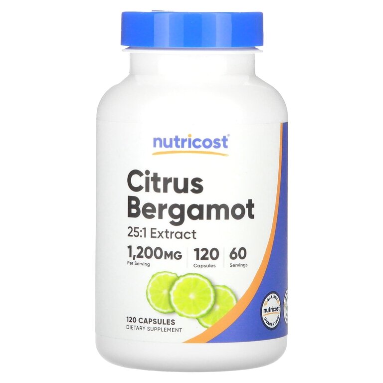 Nutricost Citrus Bergamot, Цитрусовый бергамот, 120 капсул (600 мг в каждой капсуле)