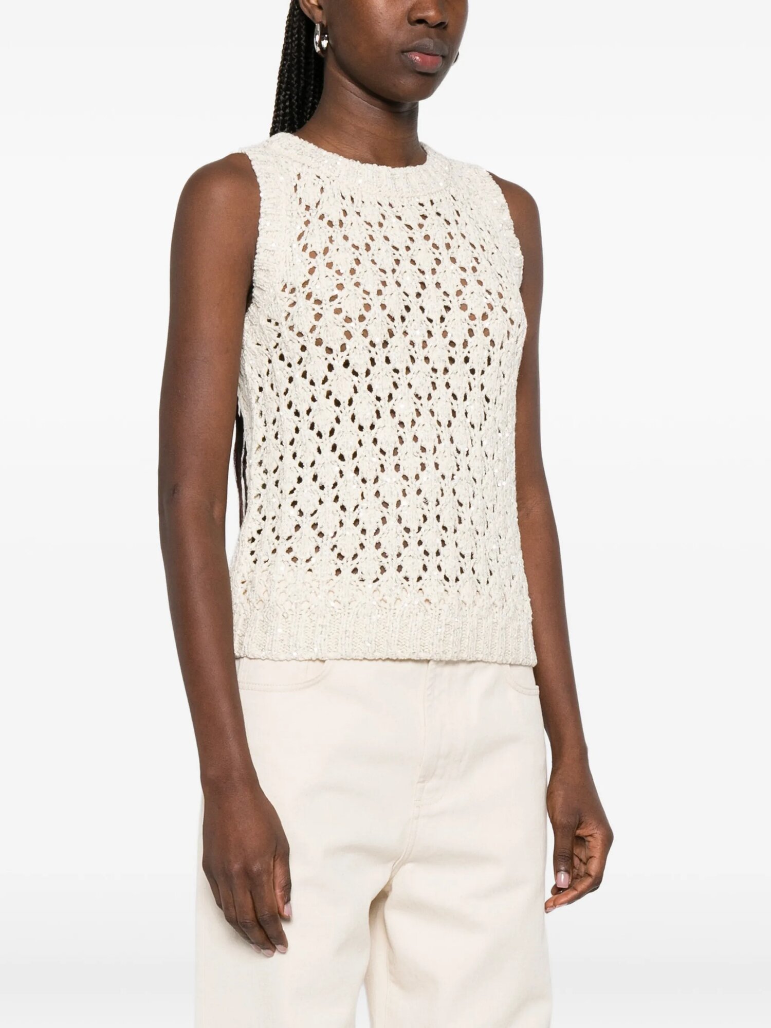 Жилет FABIANA FILIPPI Sequin-embellished open-knit vest, размер 46, разноцветный — фото 1