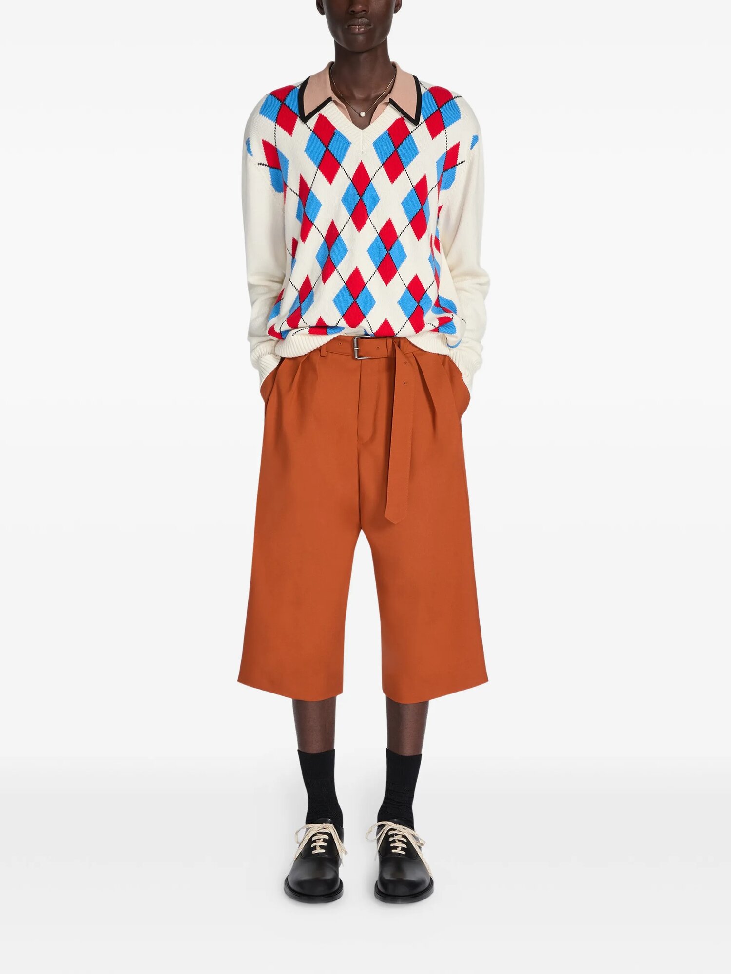 Шорты Dries Van Noten Belted wool shorts, размер 44, оранжевый — фото 1