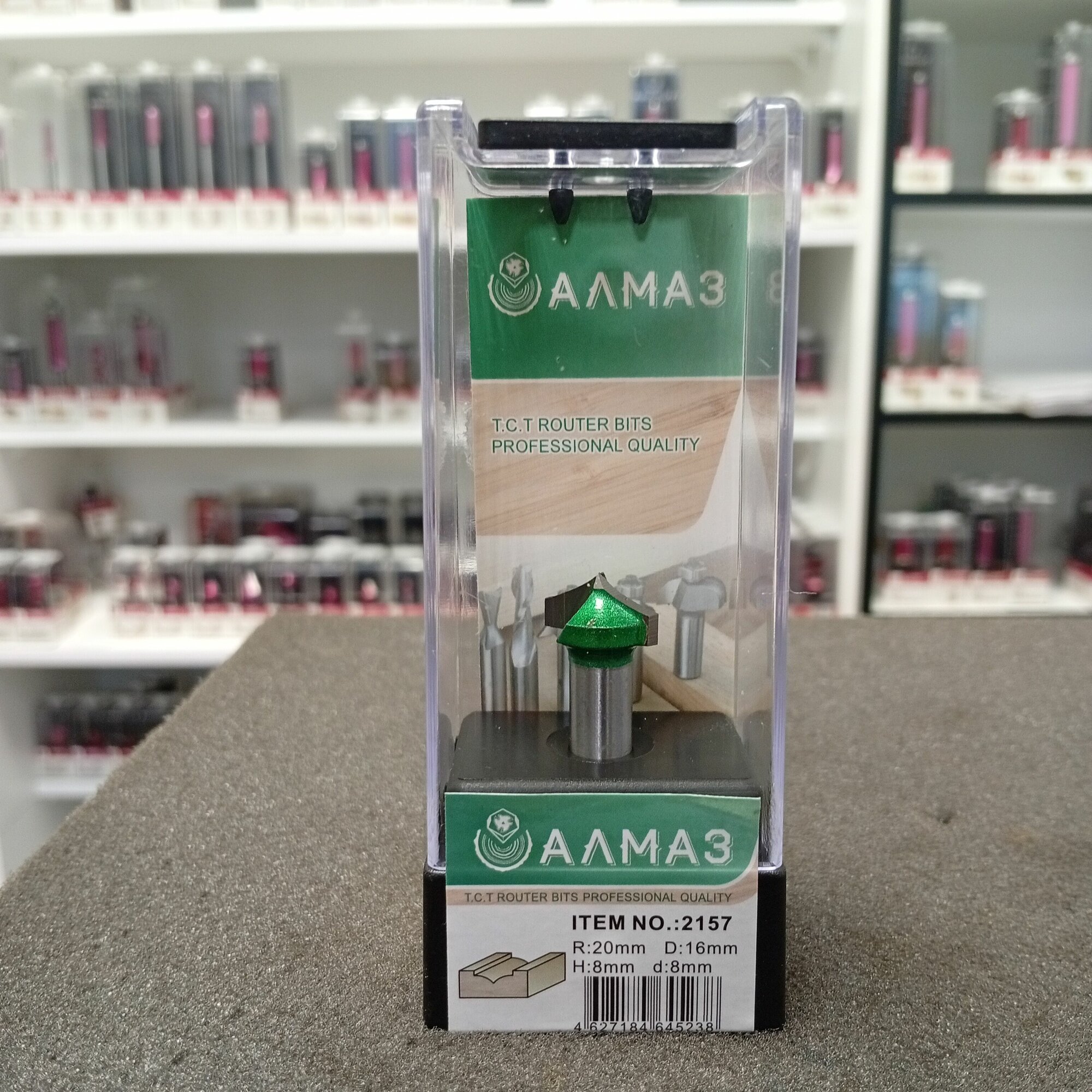 Фреза для фрезеровки фасадов ( псевдофиленка) и поручня R:20mm алмаз 2157 профильная D:16mm I:8mm d:8mm R:20mm