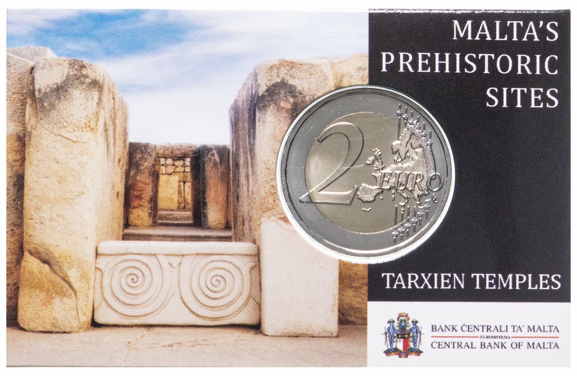Мальта 2 евро 2021 Доисторические места Мальты - Таршиенский храмовый комплекс в блистере, Биметалл, в сохранности UNC