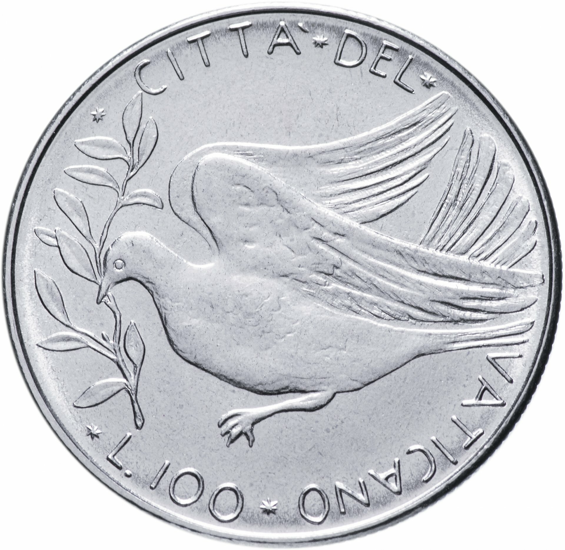 Ватикан 100 лир lire 1976, Сталь, в сохранности UNC