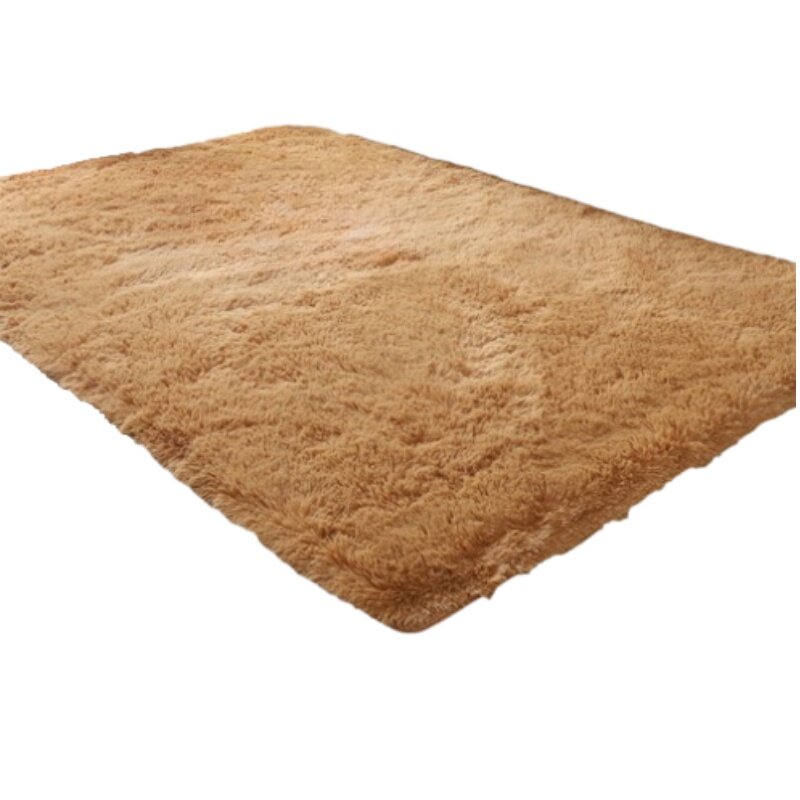 Ковровое покрытие из искусственного шелка премиум класса монохромное длинноволосое коричневое для спальни и учебной комнаты