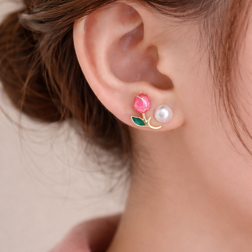 Серьги пусеты, жемчуг имитация