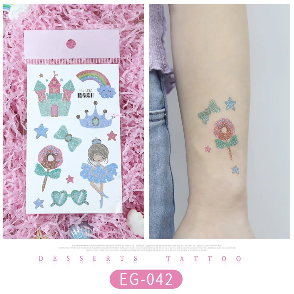 Блестящие тату Единорог набор лица Блеск Временные татуировки стикер тело тату для детей милые татуировки детей Blingbling татуировки