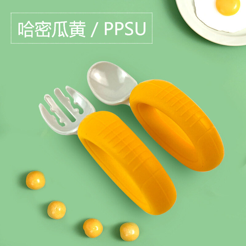 Набор вилки и ложки из PPSU силикона, 316 нержавеющая сталь, короткая ручка для малышей, вилка и ложка для детского сада, самостоятельное питание