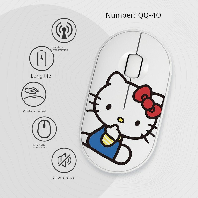 Беспроводная Bluetooth-мышь Hello Kitty, бесшумная, для девочек, для игр, офиса, планшета, ноутбука, универсальная