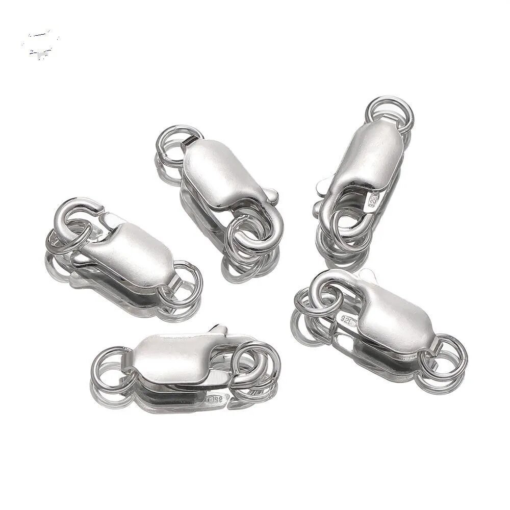 Карабин замок, серебро 925 пробы, 2 шт, 10х3.8 мм