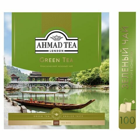 2 шт. Чай AHMAD (Ахмад) "Green Tea" зеленый, 100 пакетиков по 2 г, 478i-08