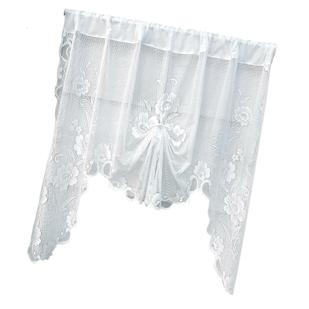 Льняные кружевные шторы RusticS, Белый - 180х100см