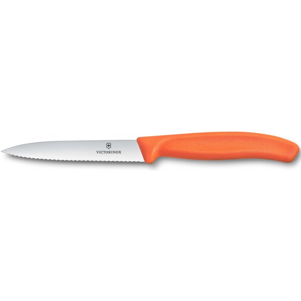 Victorinox Kitchen 6.7739. C1 Нож кухонный victorinox swiss classic, для чистки овощей и фруктов, 100мм. серрейт. заточка, оранжевый