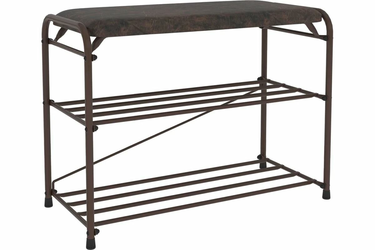 Подставка для обуви "Альфа 23" с сиденьем, коричневый