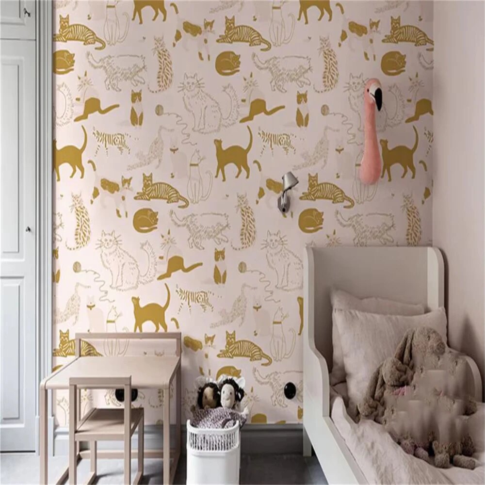 Beibehang шелковые обои для детей в скандинавском стиле с котами 675114805, straw pattern