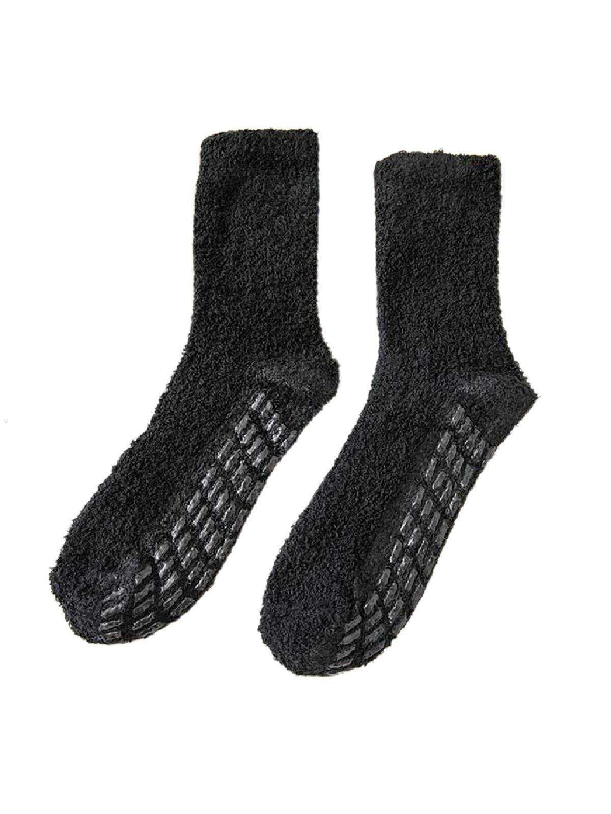 Теплые домашние носки с нескользящей подошвой, Черный