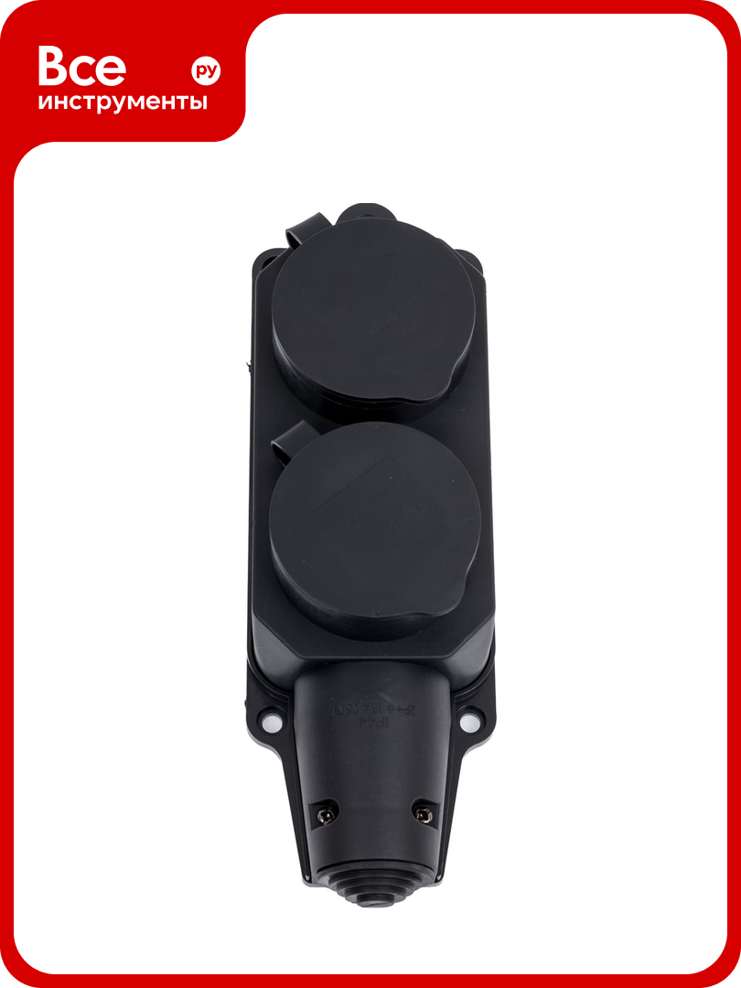 Розетка каучуковая Texenergo перенос. 2-х мест. с З/К с защитной крышкой RKP16-002