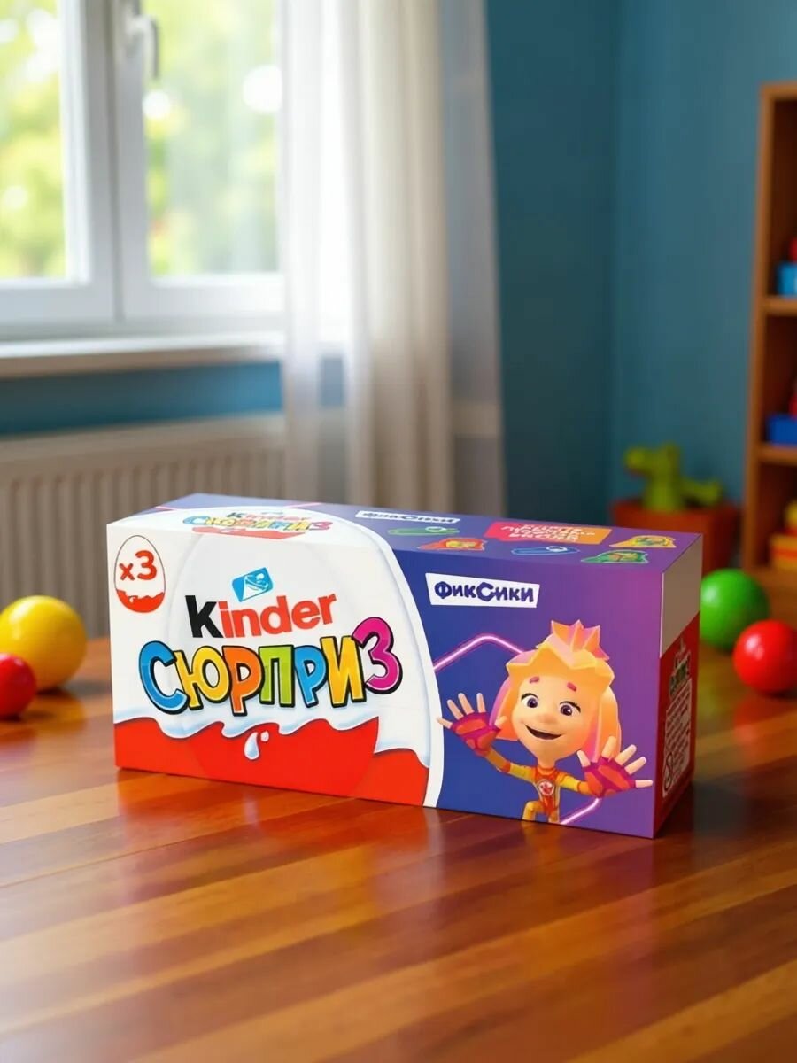 Шоколадное яйцо Kinder Сюрприз Фиксики, с игрушкой внутри, 20 г, коробка , 3 шт. в уп.