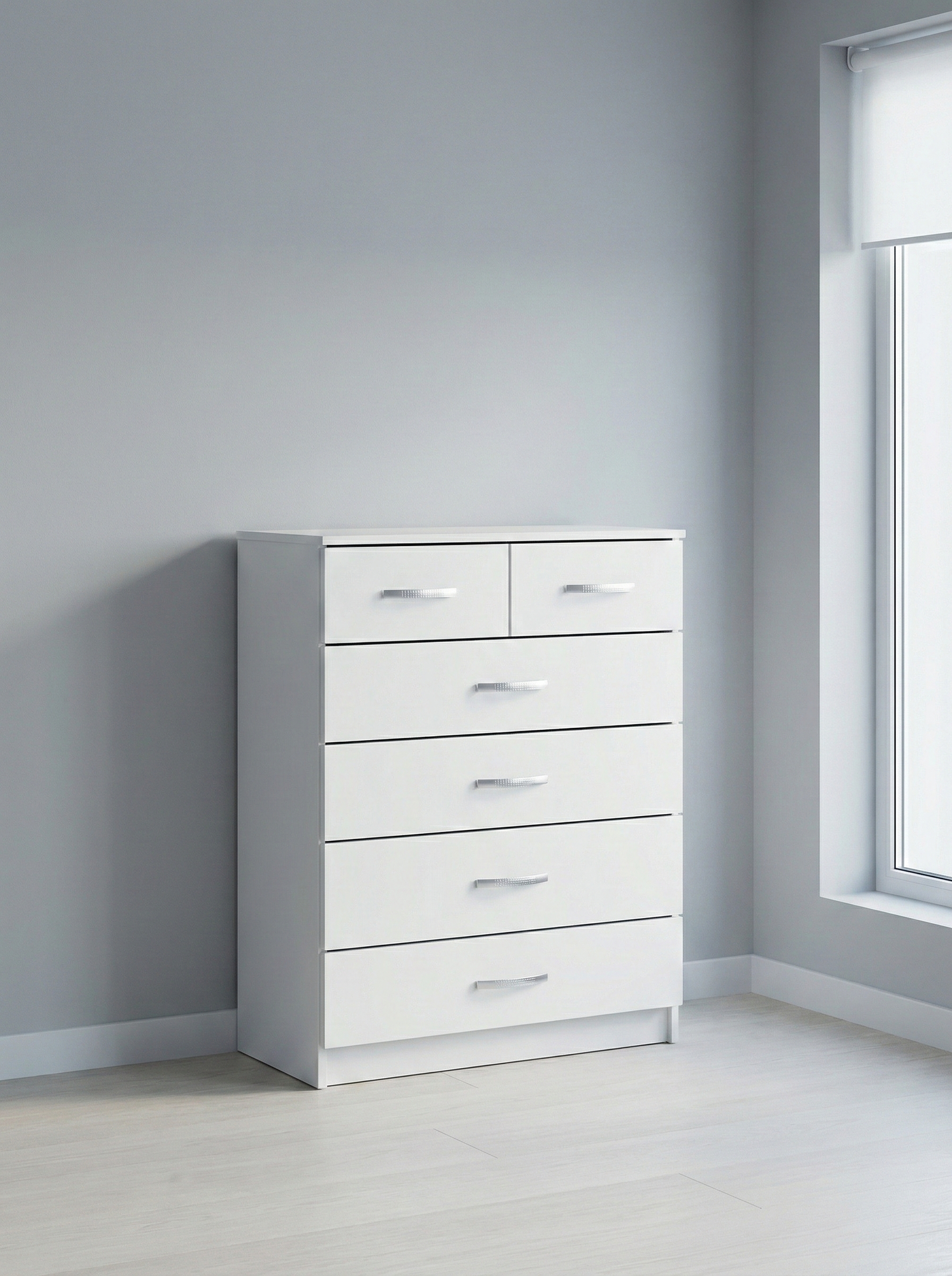 Комод Капри-11 с 6 ящиками и 6 ручками, ШхГхВ: 81х43х101 см, белый