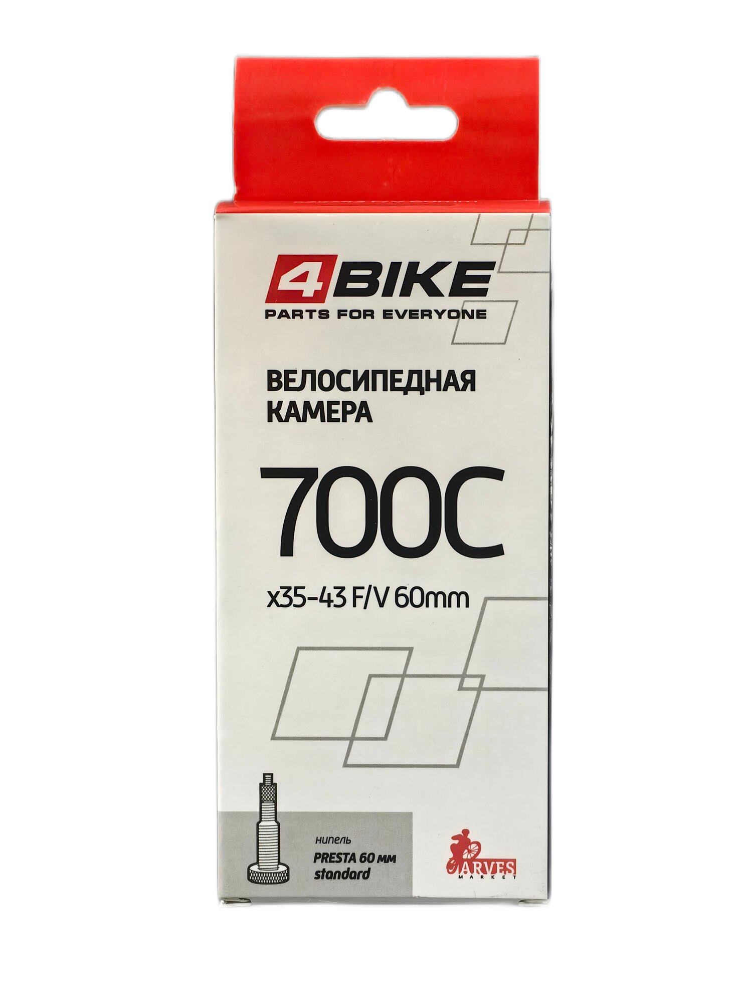 Камера велосипедная 4Bike 700Cx35-43C ниппель Presta f/v 60 мм