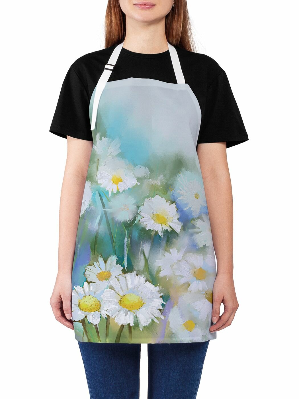 Фартук для кухни тканевый "Ромашковый рай" / водоотталкивающий, универсальный размер , JoyArty
