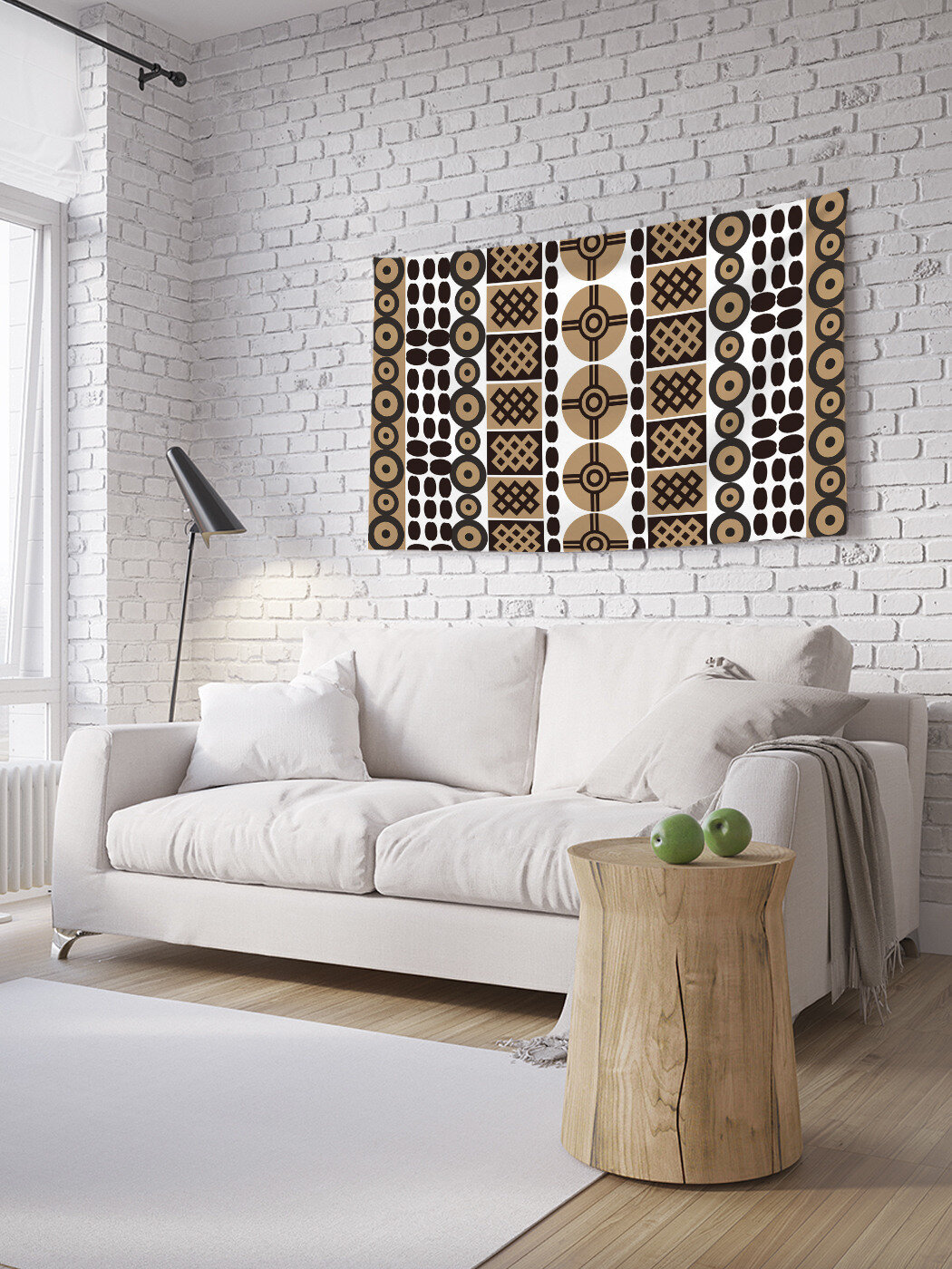 Горизонтальное фотопанно на стену JoyArty "Круги в орнаменте", из ткани, 100х150 см