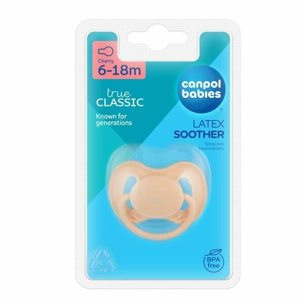 Соска-пустышка латексная круглая кремовая 6-18мес. Сlassiс Babies Canpol/Канпол