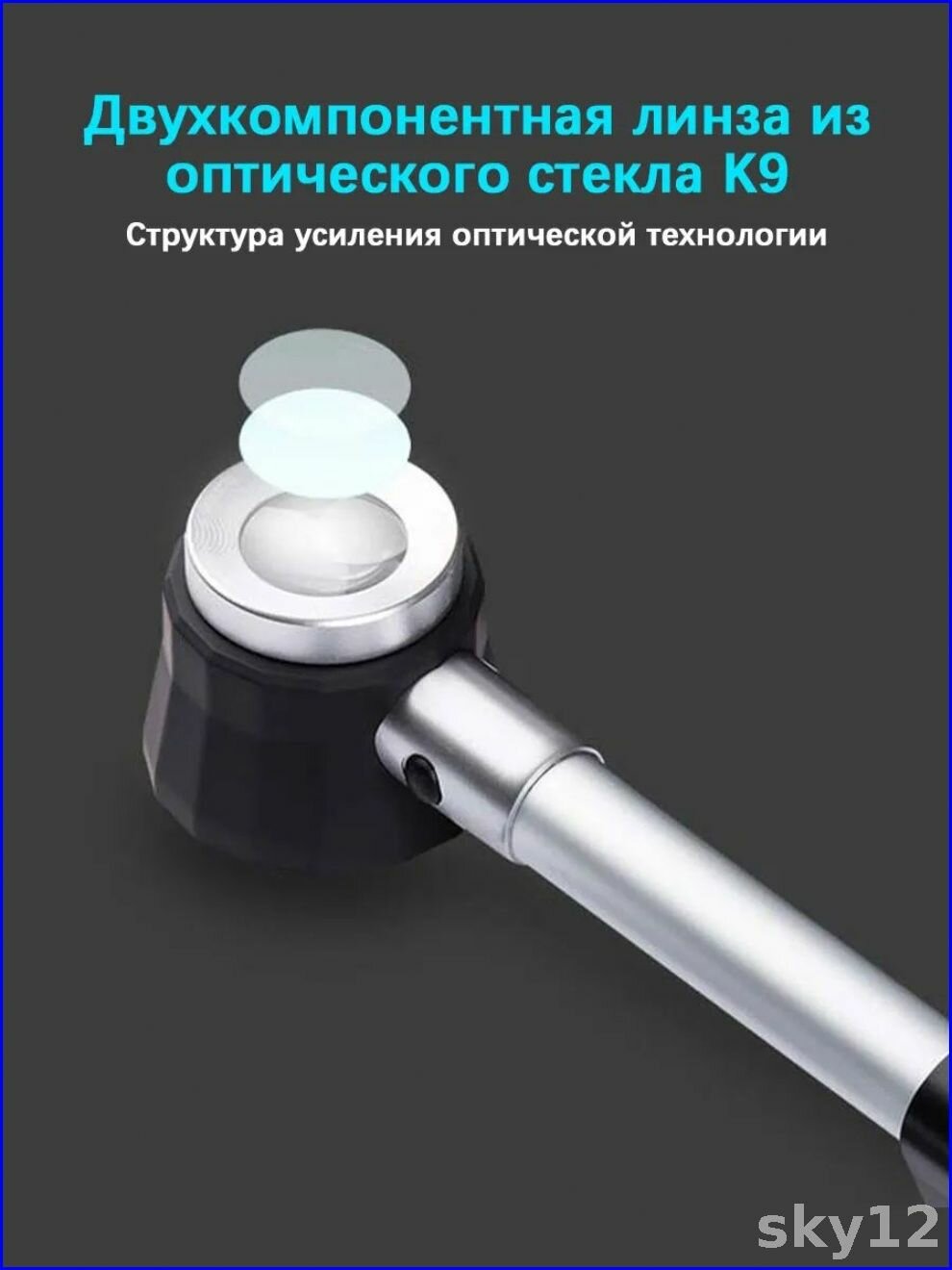 Лупа для нумизмата 45-кратная с подсветкой, портативный увеличитель с тремя лампами для коллекционеров и изучения детале — фото 1