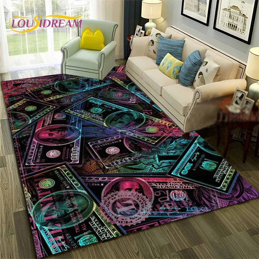 Ковёр LOUSIDREAM 120x160см, узор доллары, цвет 13
