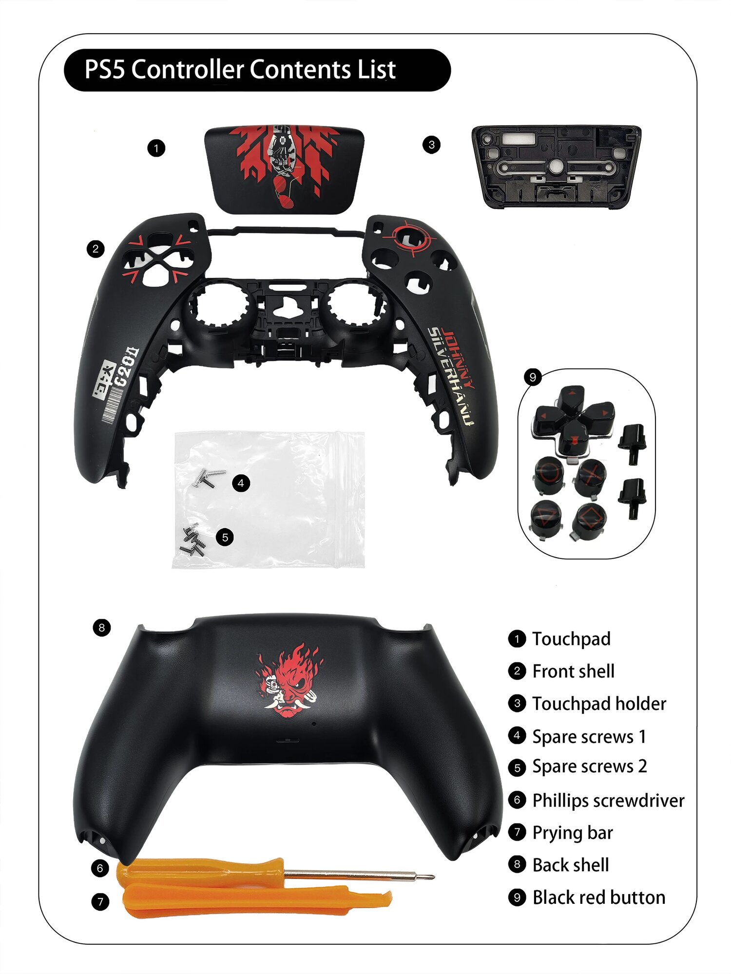 Корпус для контроллера PS5 Cyberpunk Silverhand