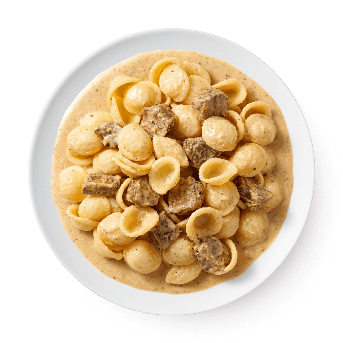 Орекьетте с говядиной в сливочно-трюфельном соусе «Летающая тарелка»