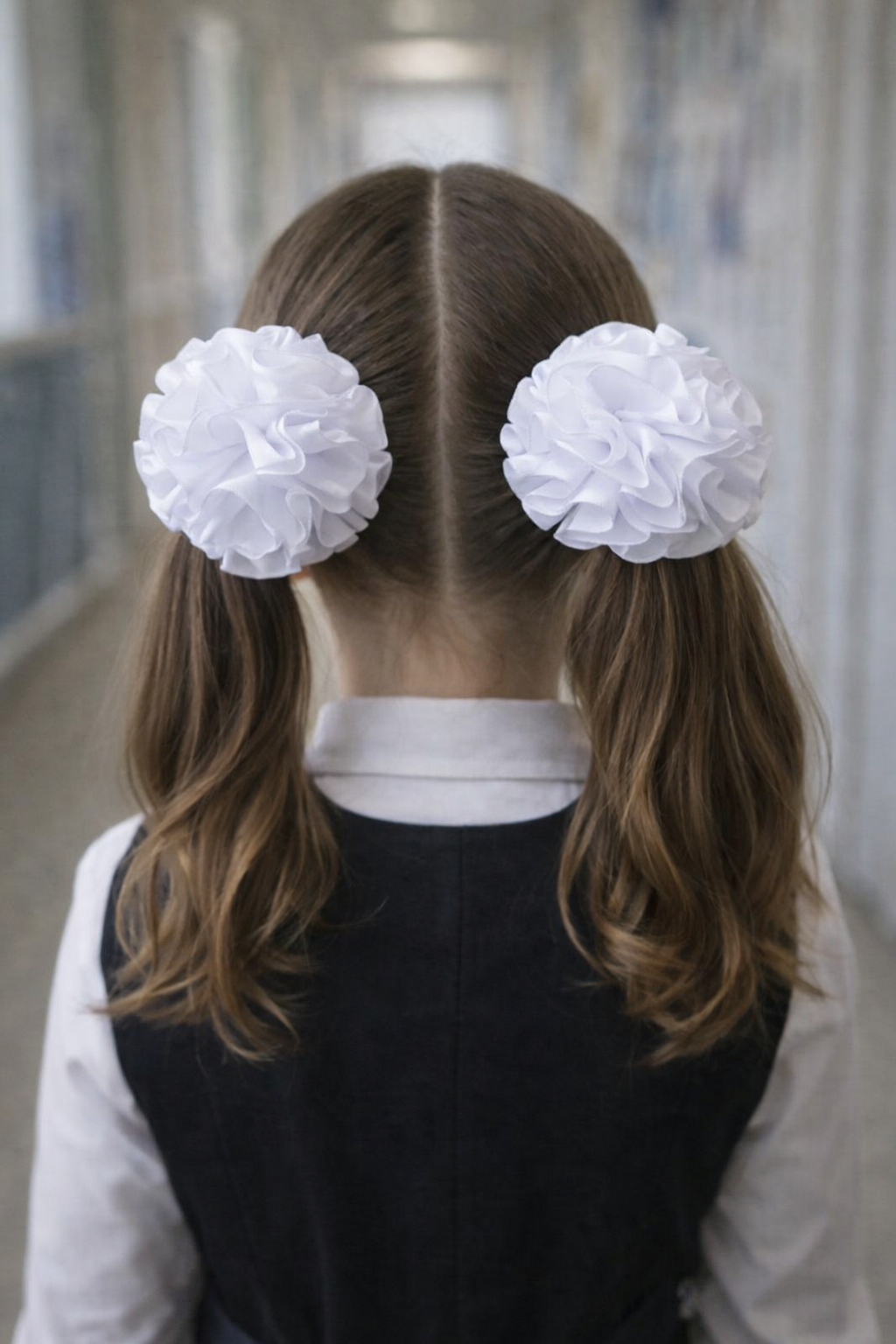 Банты на резинке "Арт и Дизайн", для девочек, атлас, цвет белый