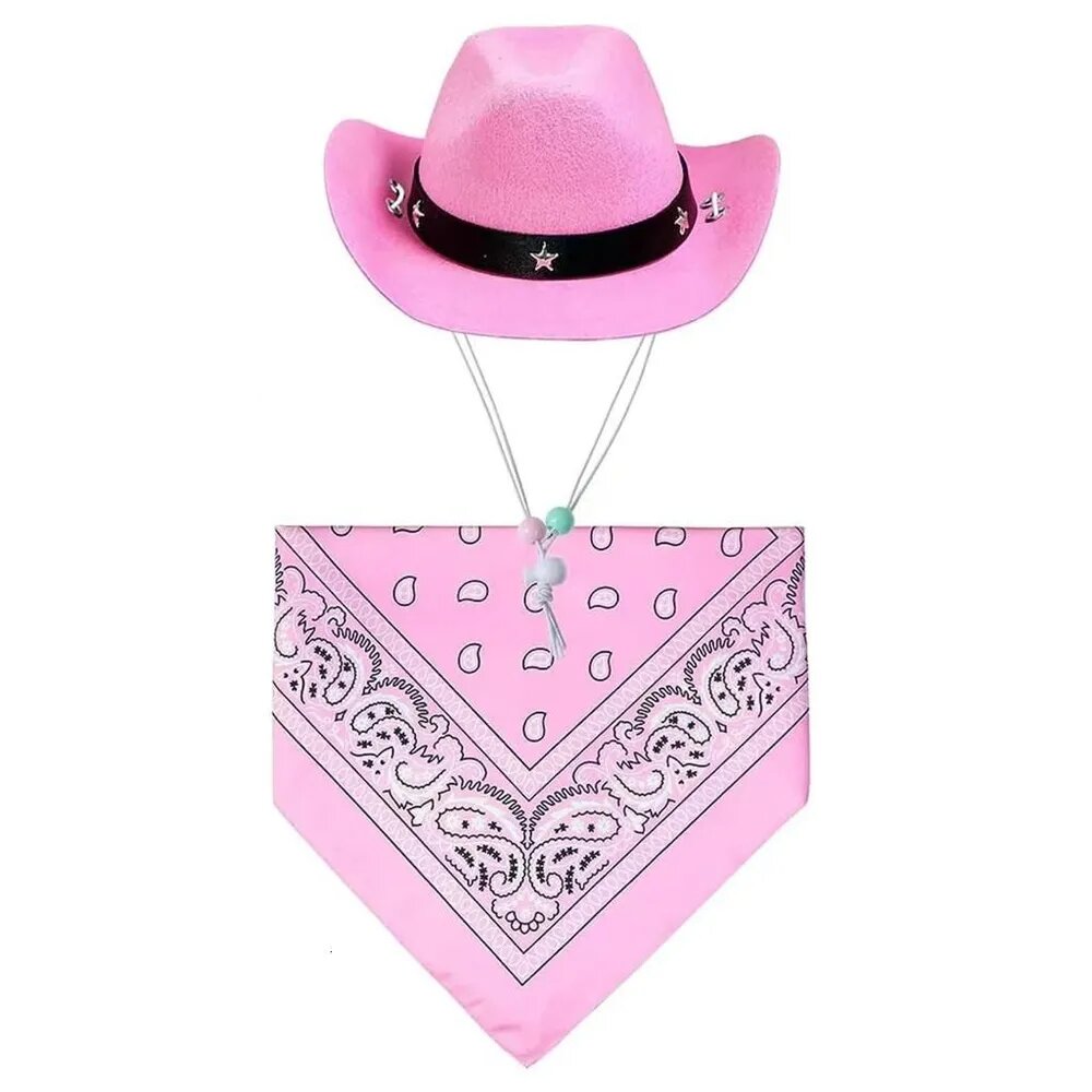Костюм ковбоя для питомца с банданой и ошейником, Розовый