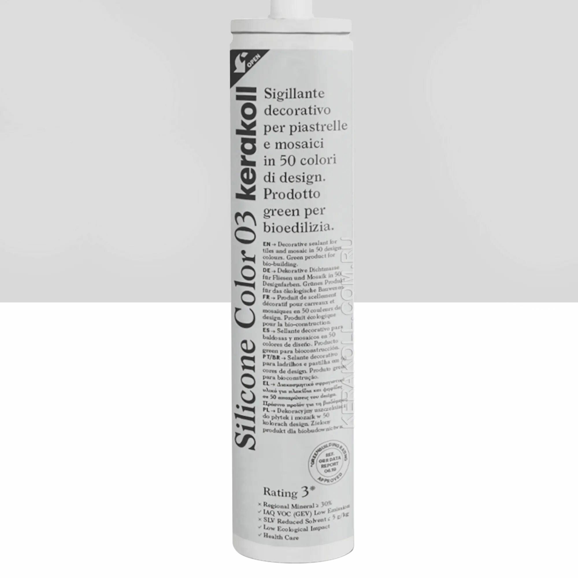 Герметик KERAKOLL SILICONE COLOR (50 цветов Design), Цвет 03 (Серо-белый) 310 мл.
