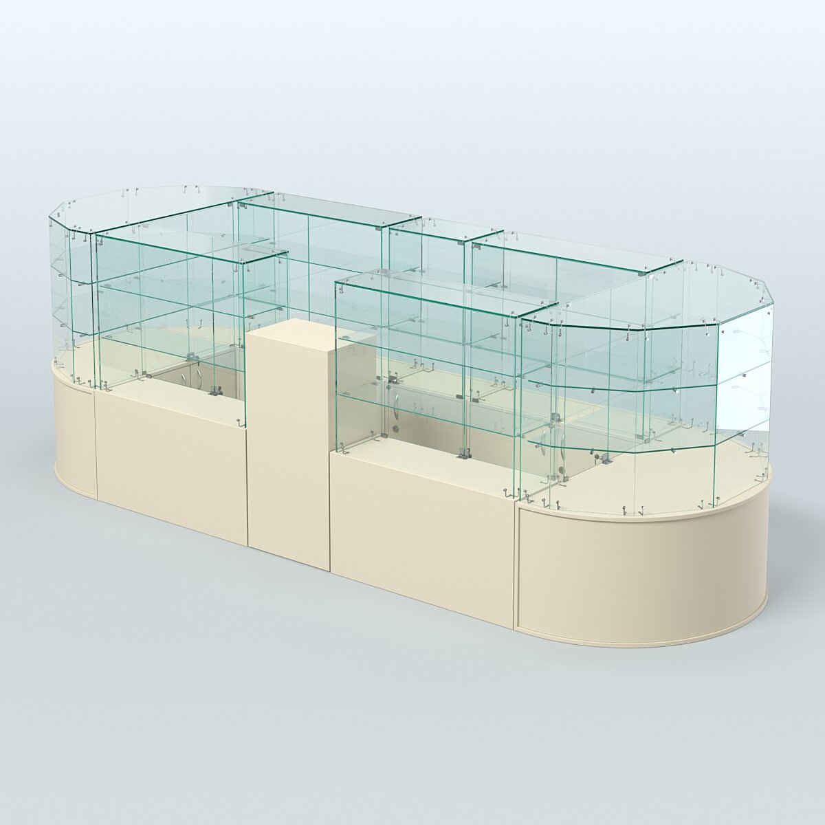 Круглый стеклянный островок-павильон серии кольцо вытянутый №3, Крем Вайс
