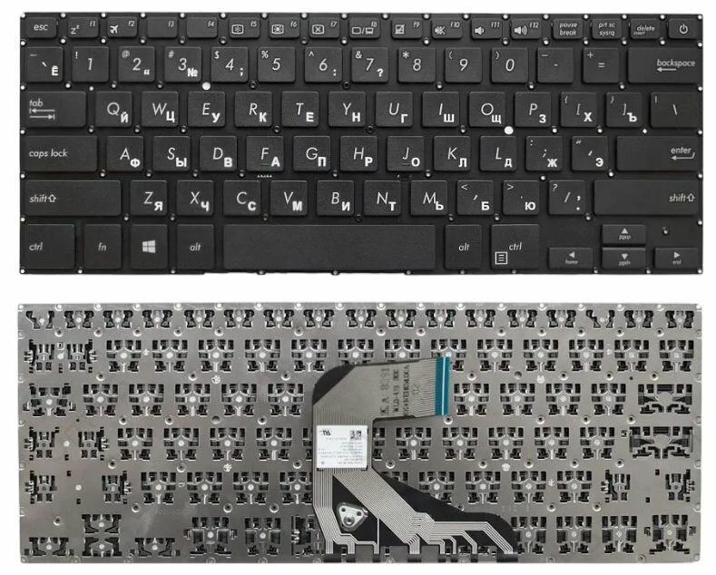 Клавиатура для ноутбука Asus VivoBook S14 S406UA, чёрная, без рамки