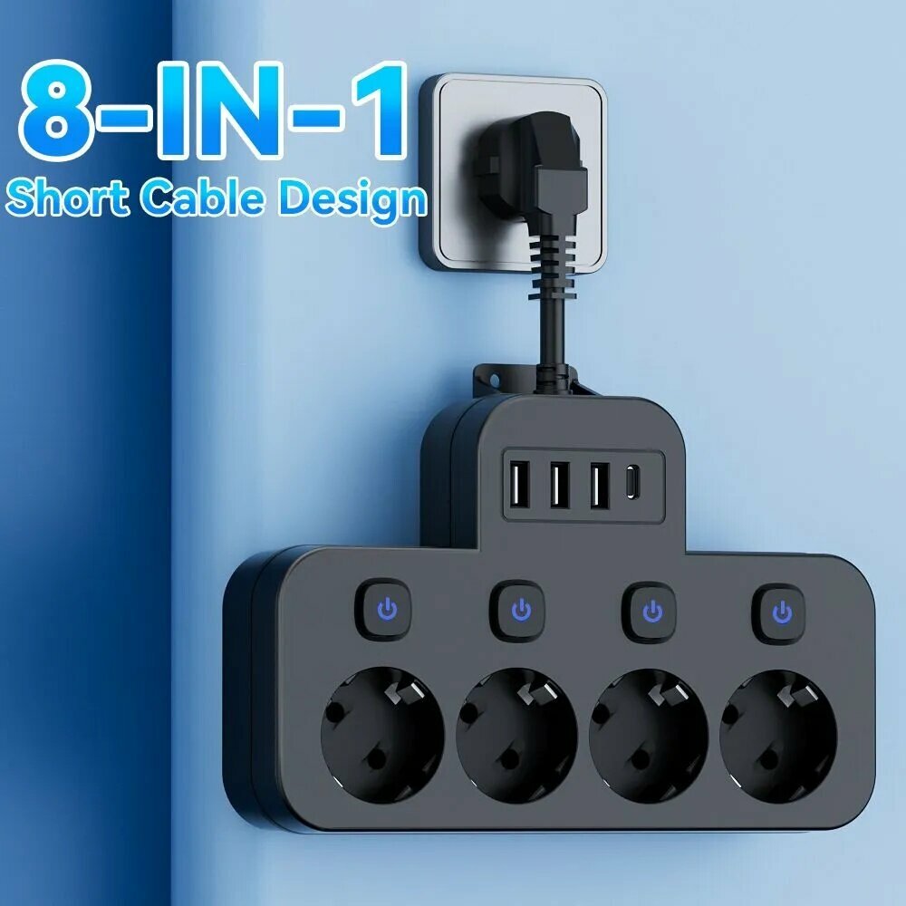 Антиволновые розетки с 4 стандартными розетками, 4 портами USB (1 USB - C)